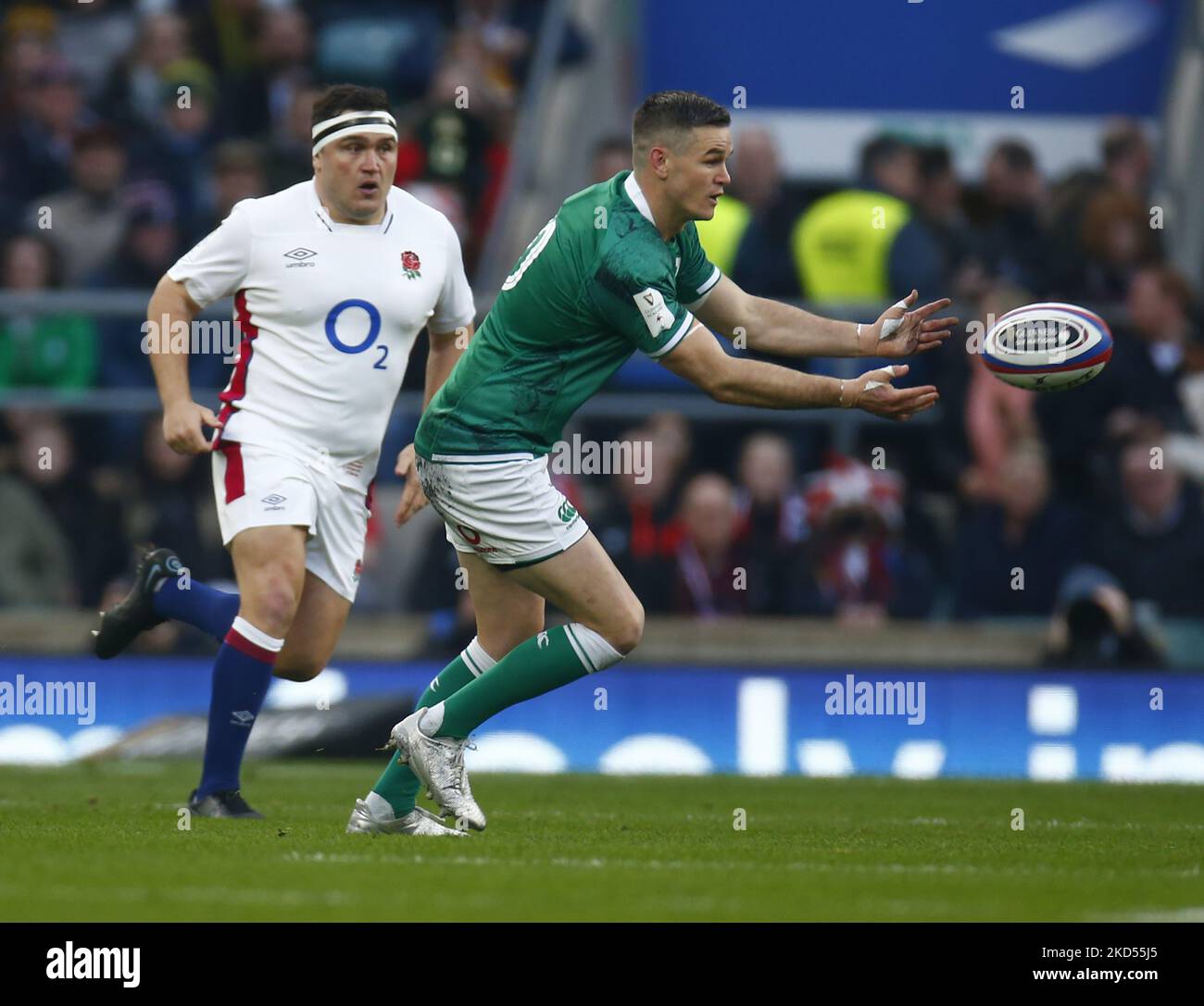 L-R Jamie George of England and Johnny Sexton of Ireland (Leinster ...
