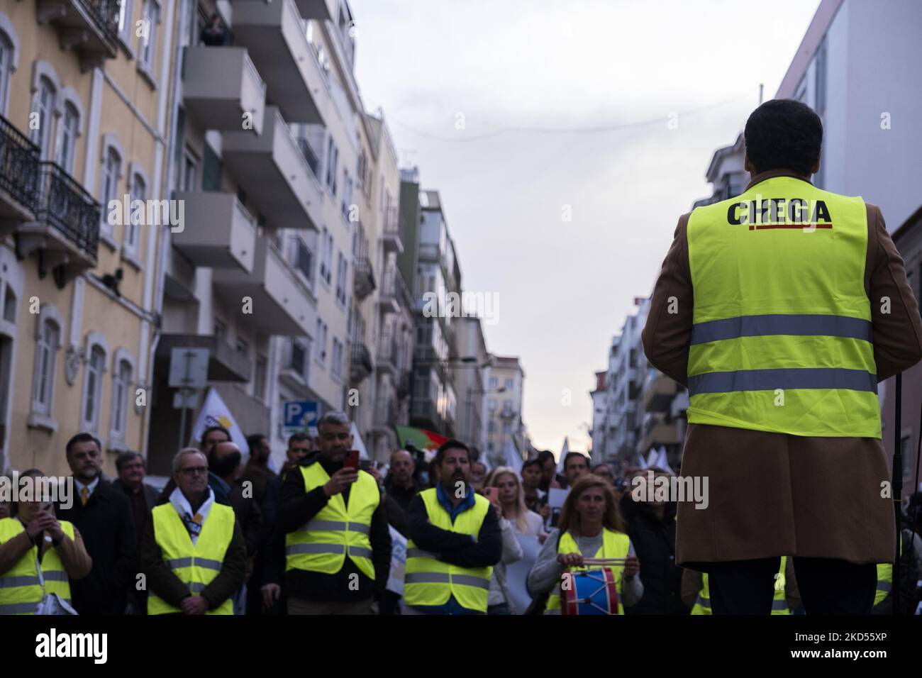 Andre ventura, the Chega party president speaks to the supporters ...