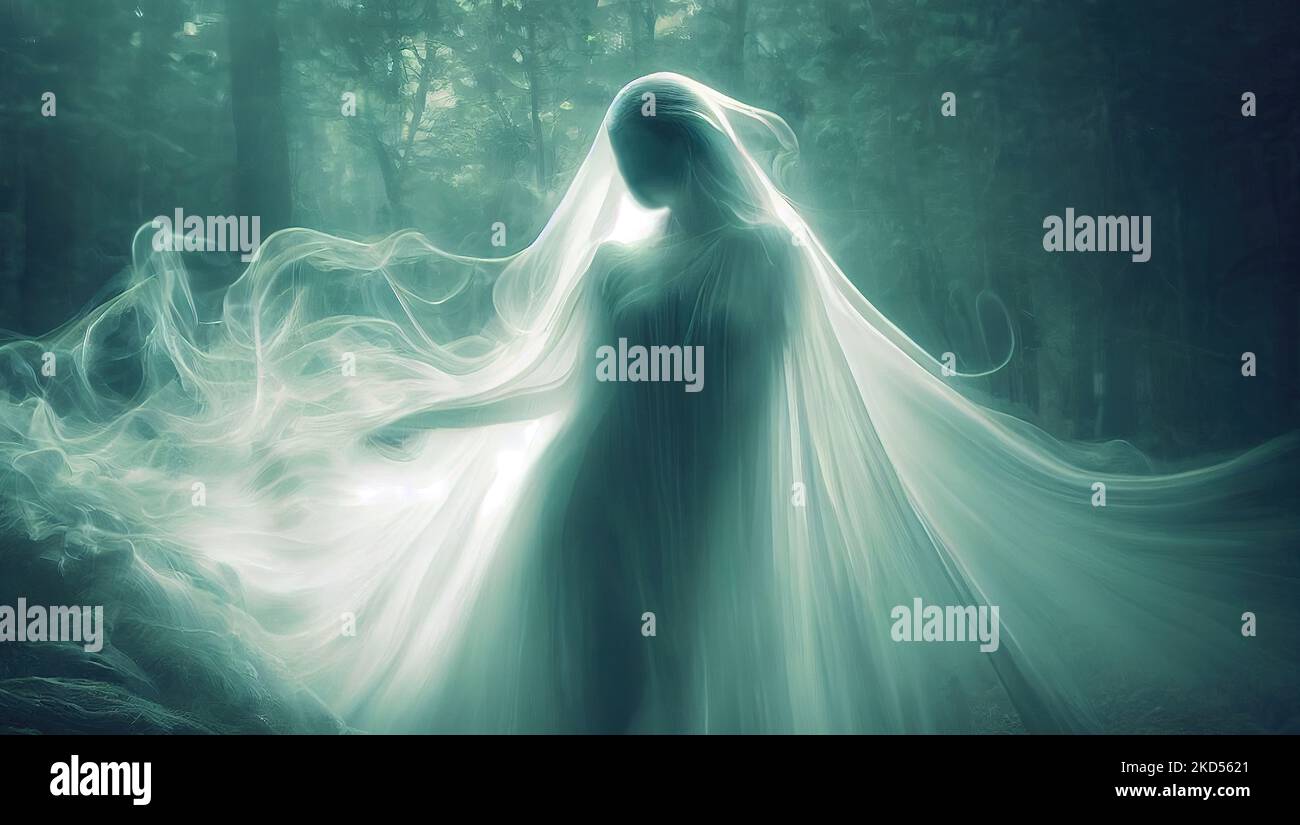 A female ghost walking in the green forest Stock Photo - Alamy