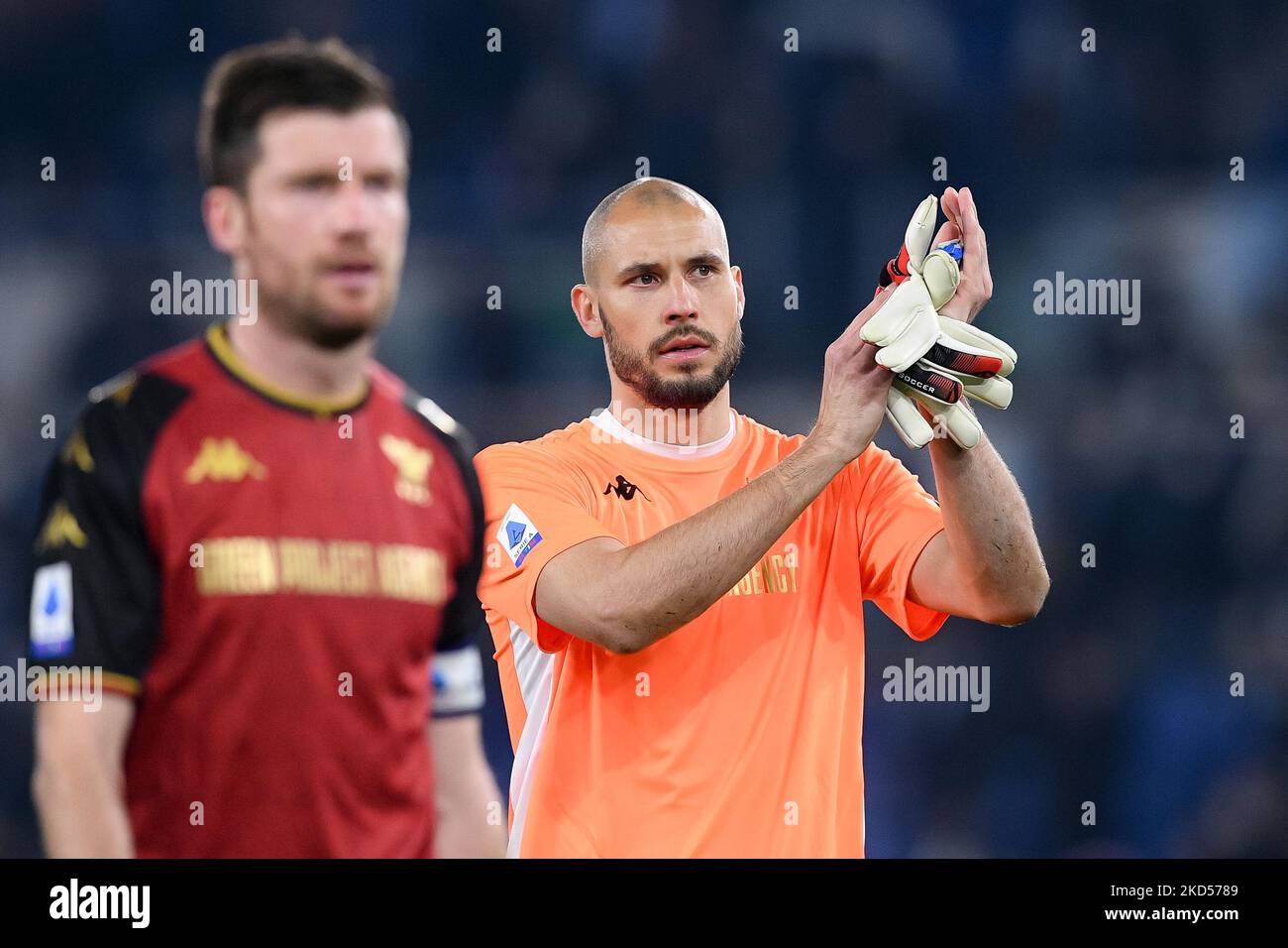 Niki Maenpaa of Venezia FC greets his supporters during the Serie A ...
