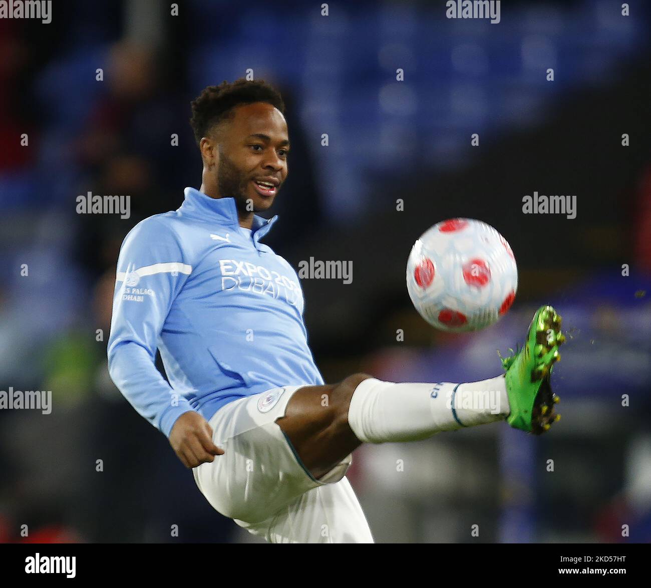 Manchester City's Raheem Sterling during the pre-match warm-up during ...