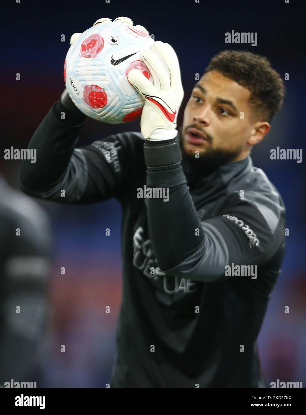 Manchester City's Zack Steffen during the pre-match warm-up during ...