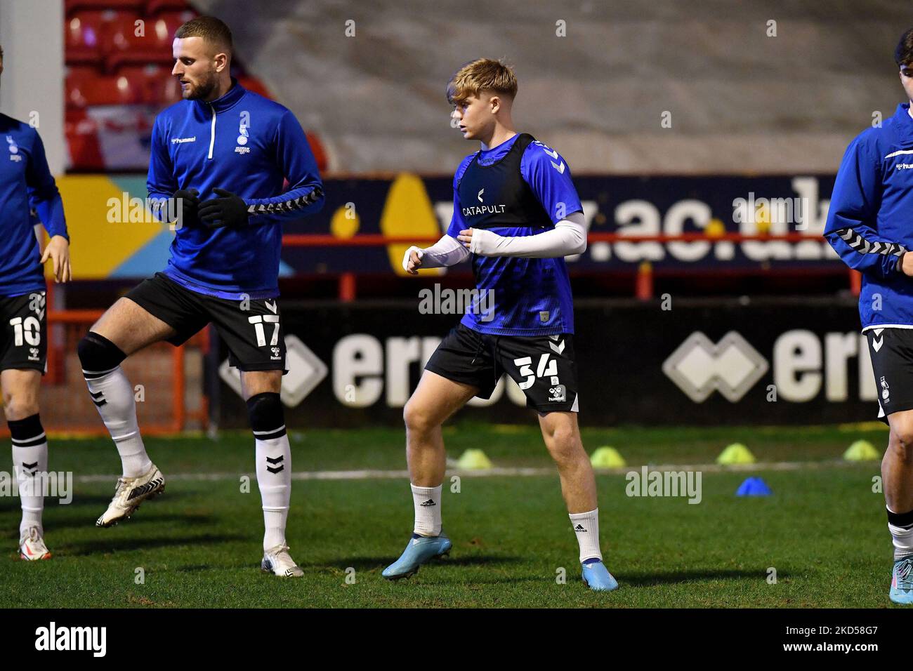 Oldham Athletic's Harry Vaughan warms up during the Sky Bet League 2 ...