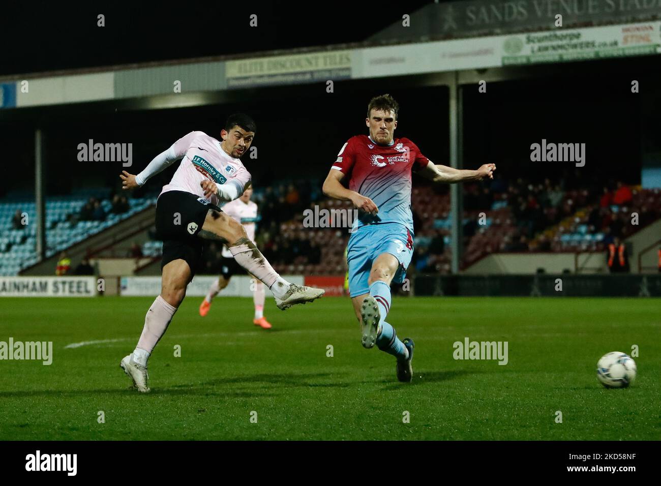 Josh Gordon of Barrow shoots during the Sky Bet League 2 match between ...