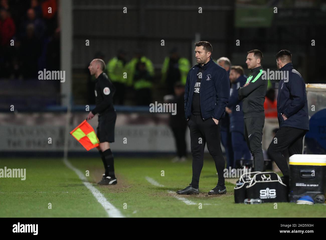 Hartlepool United manager Graeme Lee looks on during the Sky Bet League ...