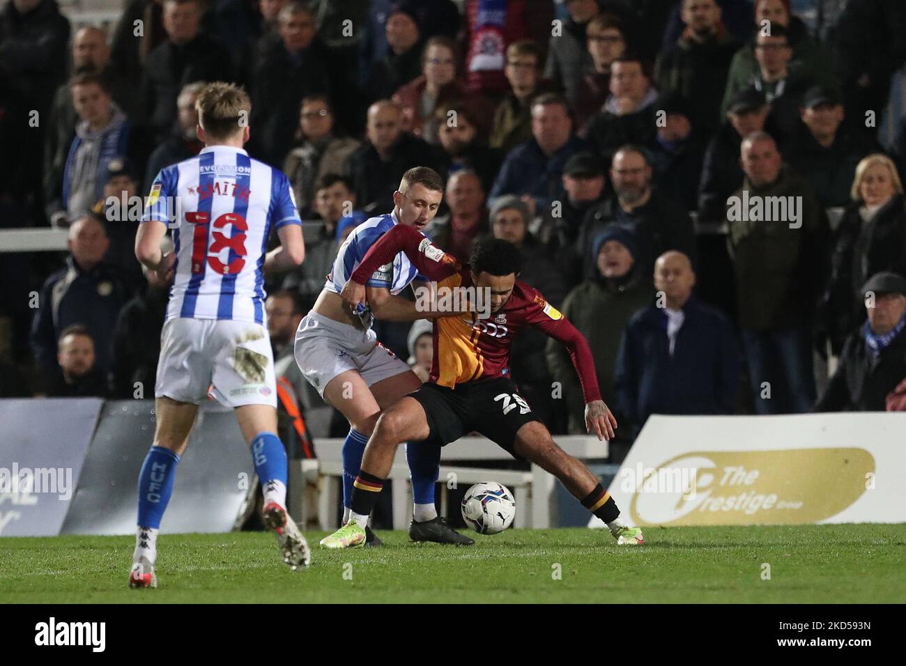 David Ferguson of Hartlepool United in action with Bradford City's Dion ...
