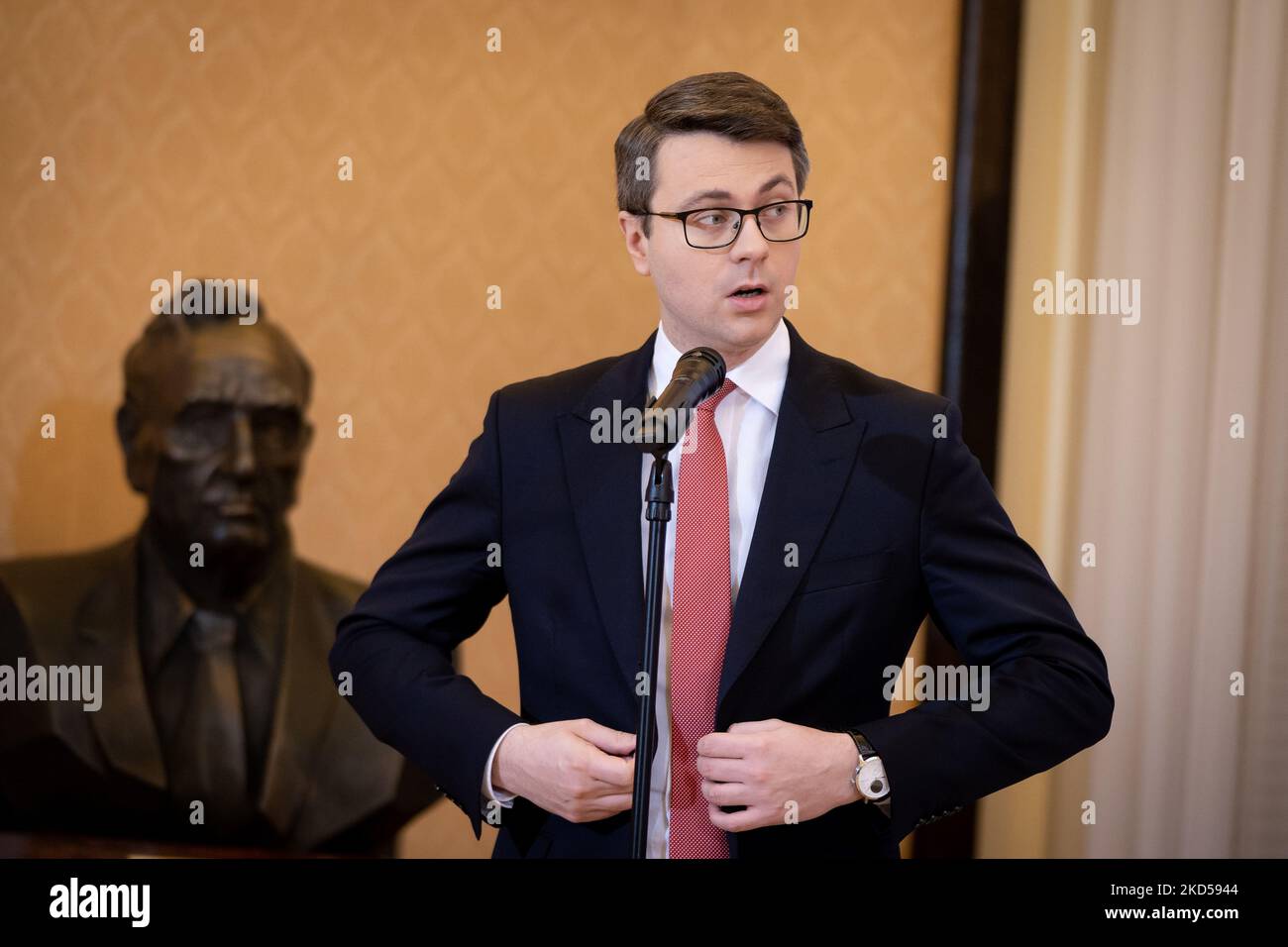 Polish government spokesman Piotr Muller in Warsaw, Poland on 23 March ...