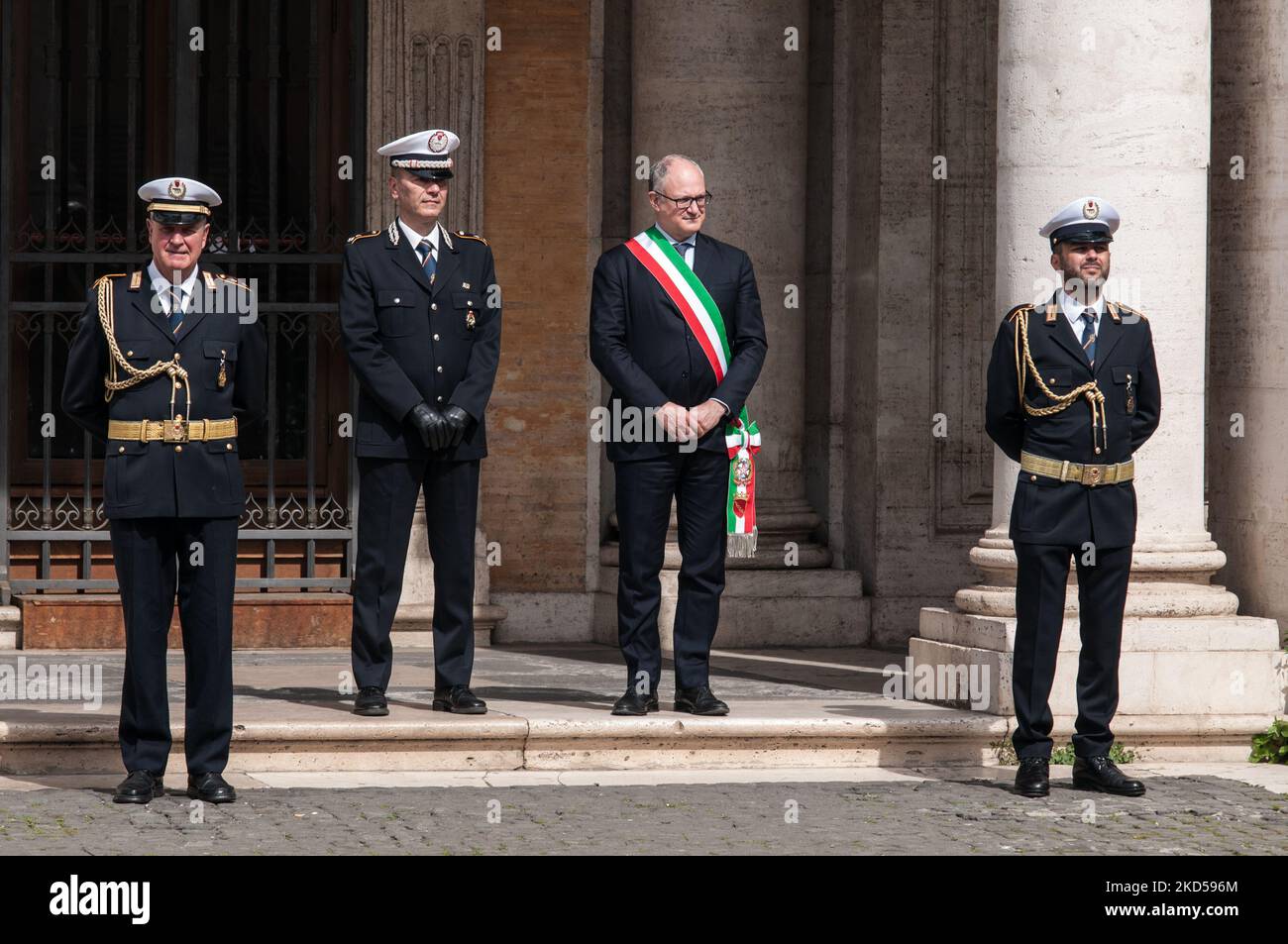 The Mayor of Rome, Roberto Gualtieri, with the Commander of the Local ...