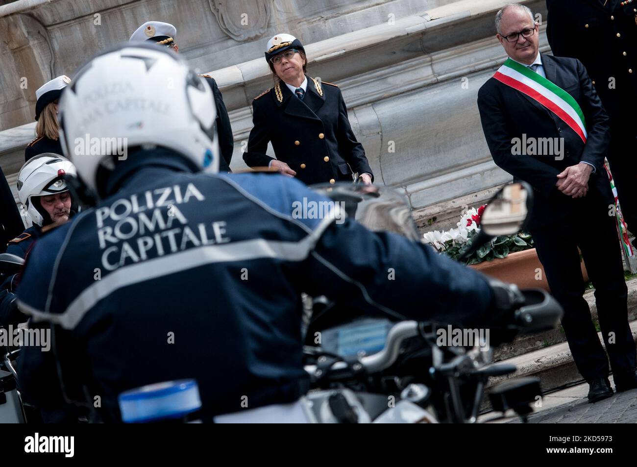 The Mayor of Rome, Roberto Gualtieri, with the Commander of the Local ...