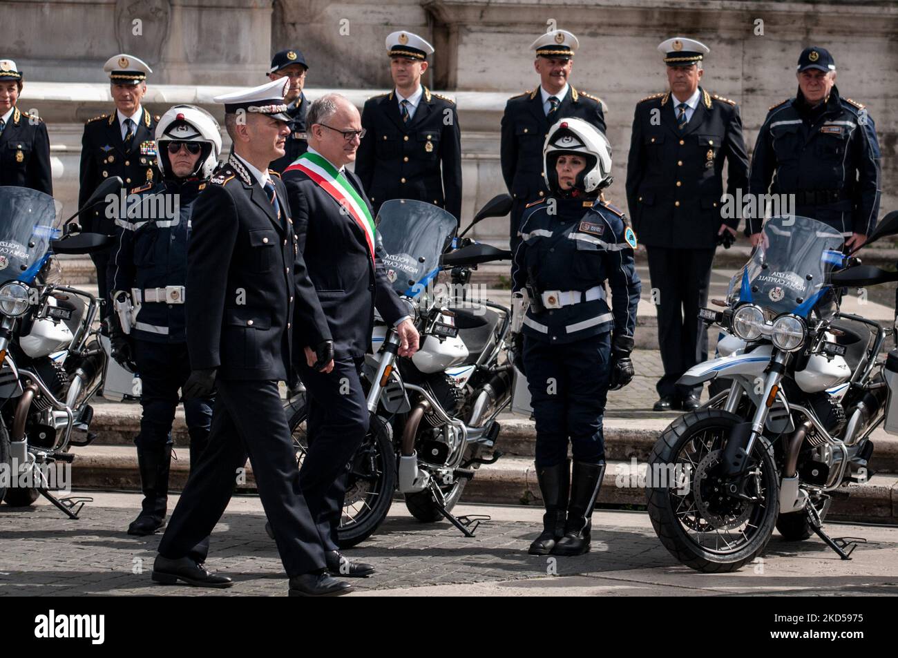 The Mayor of Rome, Roberto Gualtieri, with the Commander of the Local ...