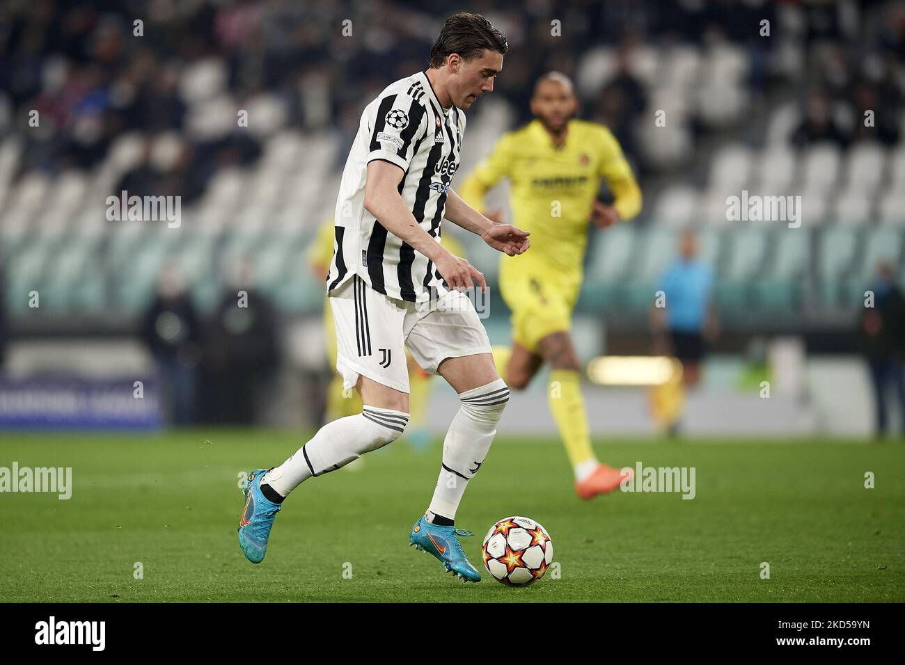 Dusan Vlahovic of Juventus in action during the UEFA Champions League ...