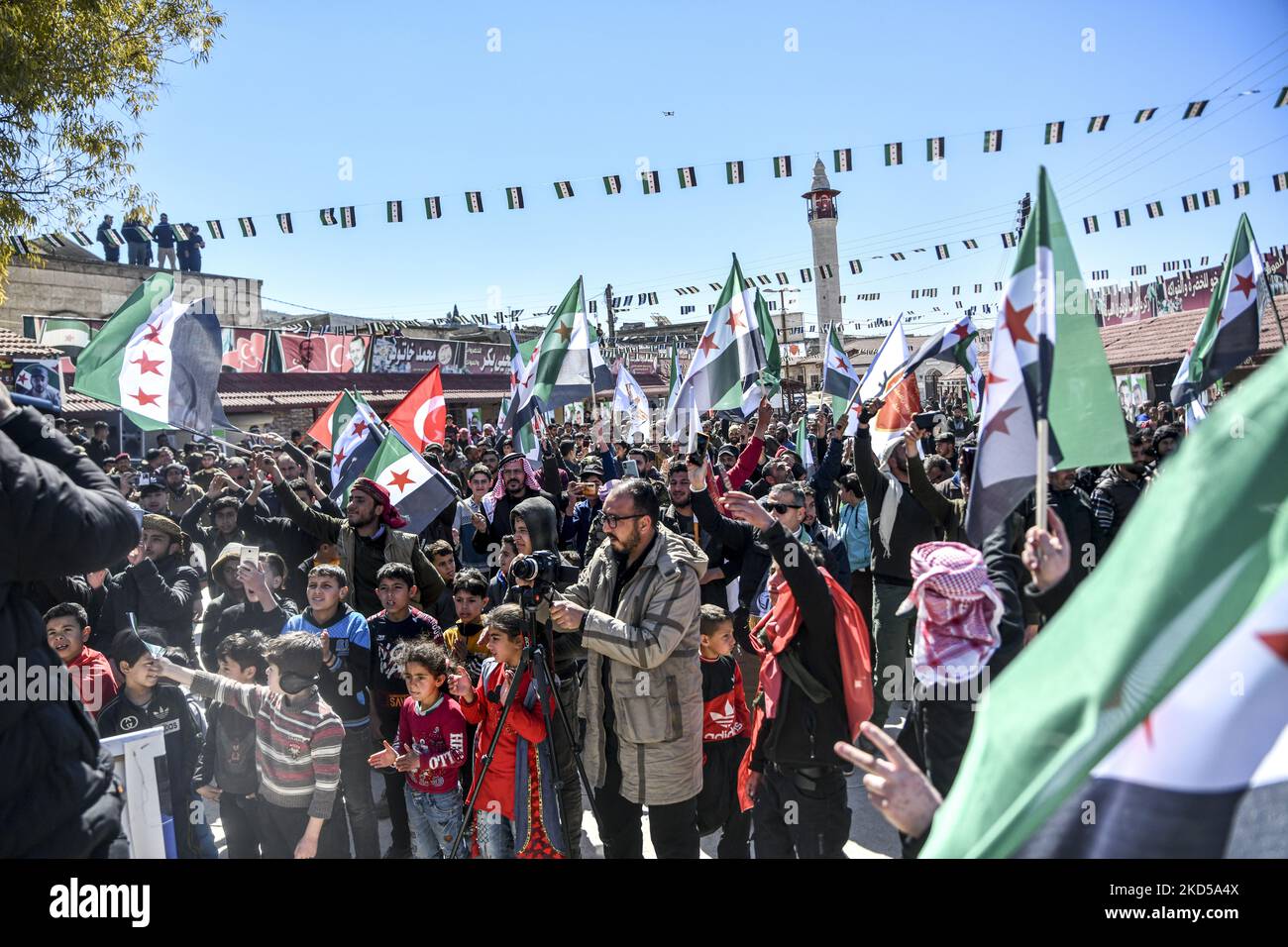 Syrians commemorate the eleventh anniversary of the Syrian revolution ...
