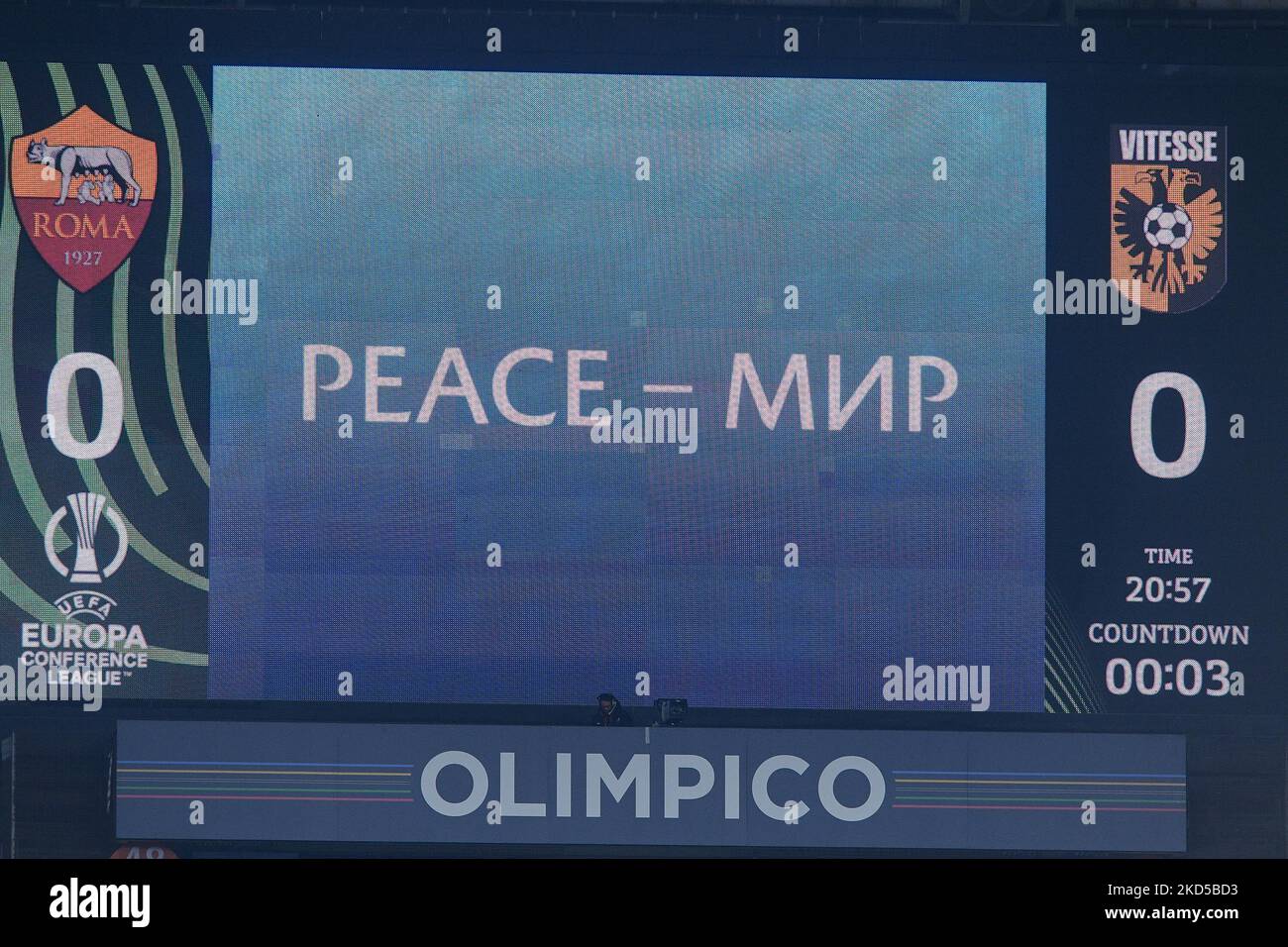message for the peace during the UEFA Conference League round of 16 ...