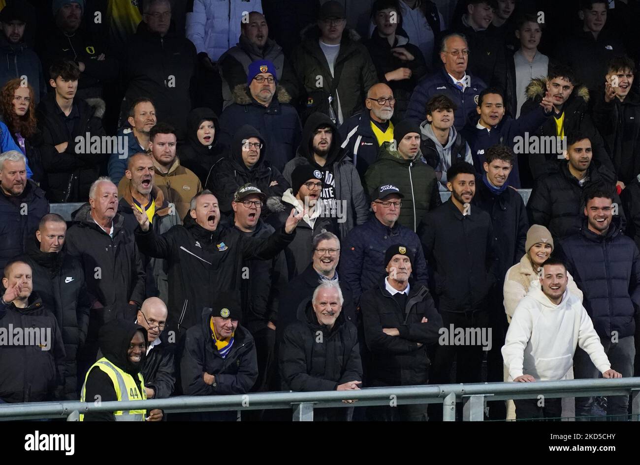 Farnborough fans cheer from the stands during the Emirates FA Cup first ...