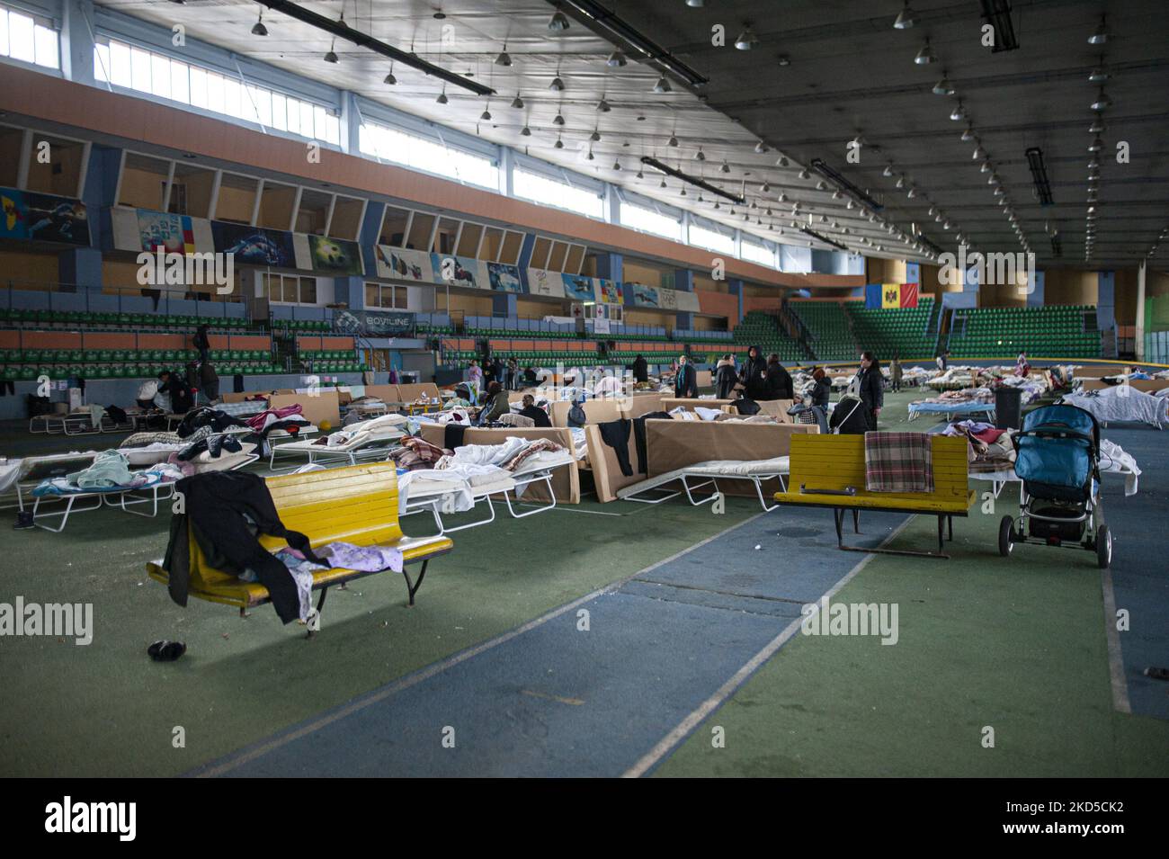 Manej, an international sports centre that now houses refugees, almost ...