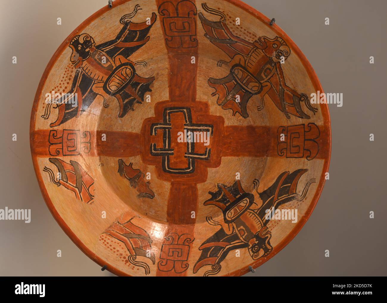 An ancien ceramic, a plate with bats, seen inside the Archaeological ...