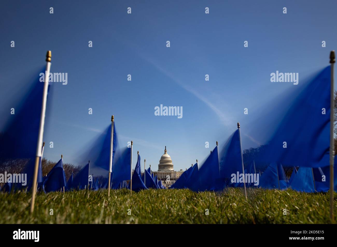 Blue flags are seen on the National Mall in Washington, D.C. on March ...
