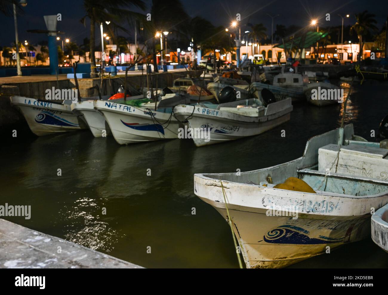A view of a small fishing port in San Francisco de Campeche. On ...