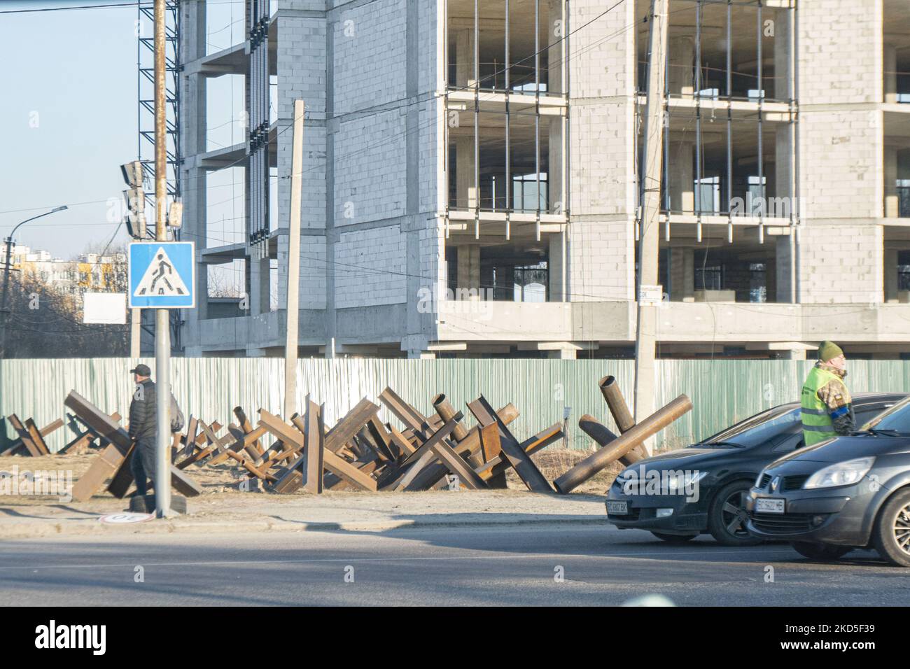 Control post from Ukrainian armed forces in Lviv. Defend anti-tank ...