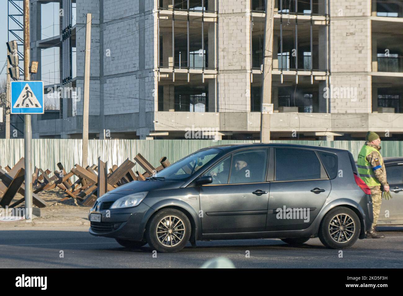 Control post from Ukrainian armed forces in Lviv. Defend anti-tank ...