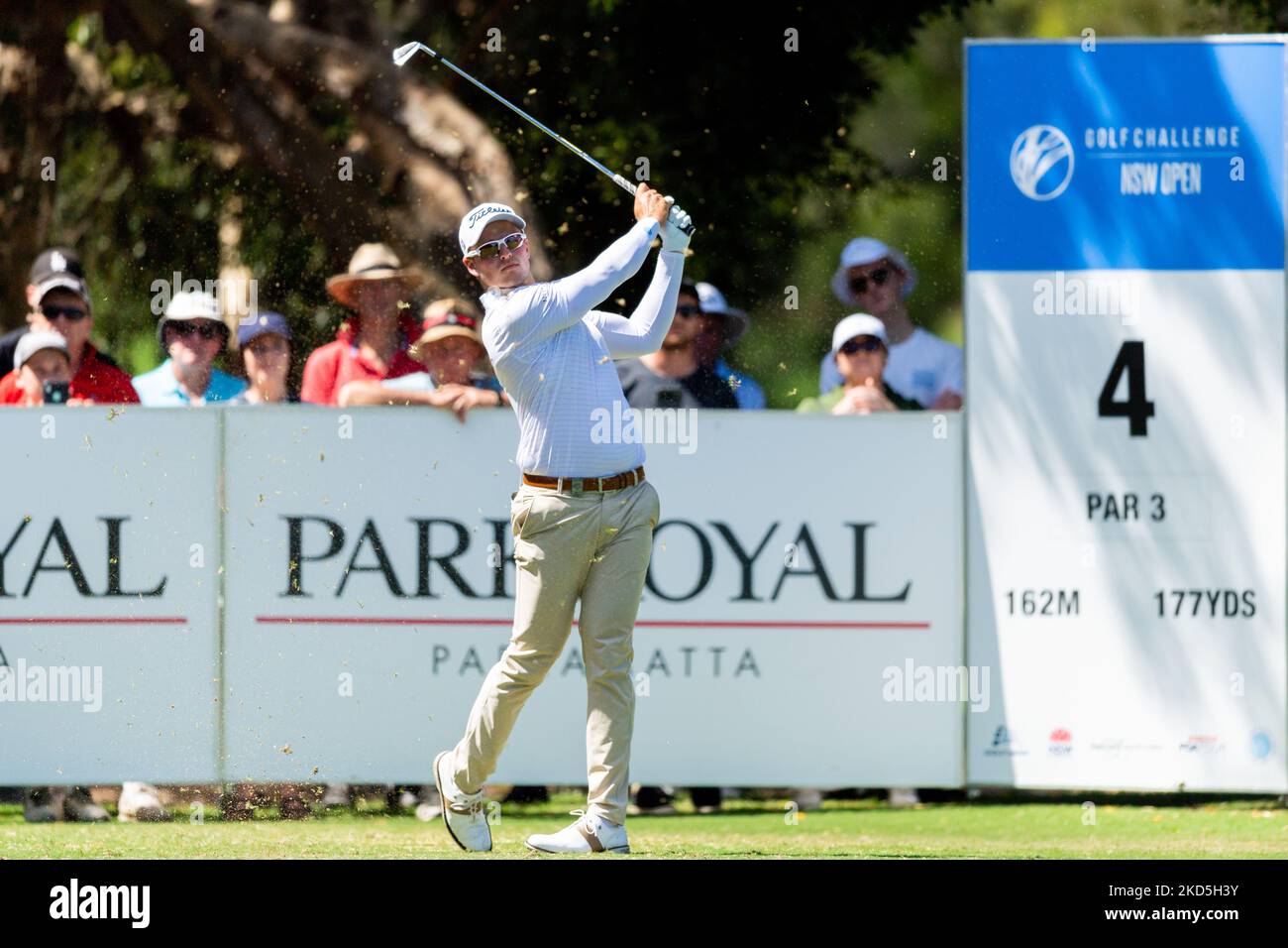 Blake Collyer of Australia plays his tee shot on the 4th hole during ...