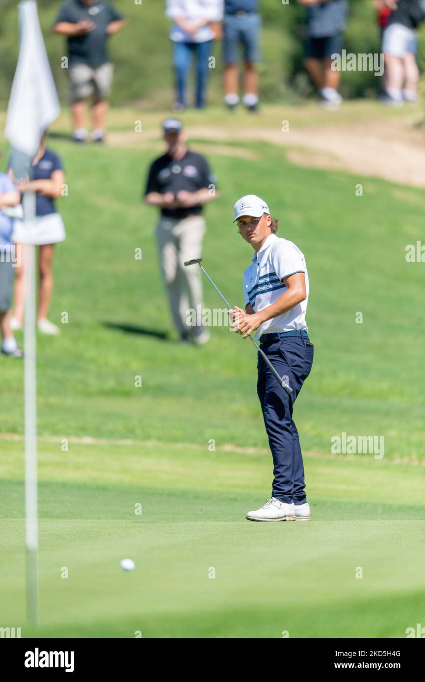 Harrison Crowe (A) of Australia plays his putt the 4th green during the ...