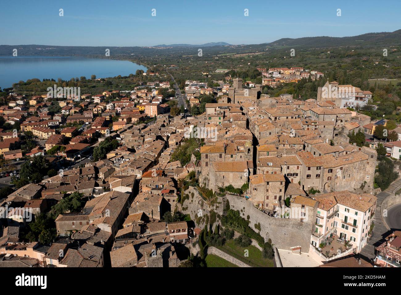 aerial view of the town of bolsena and lake Stock Photo - Alamy