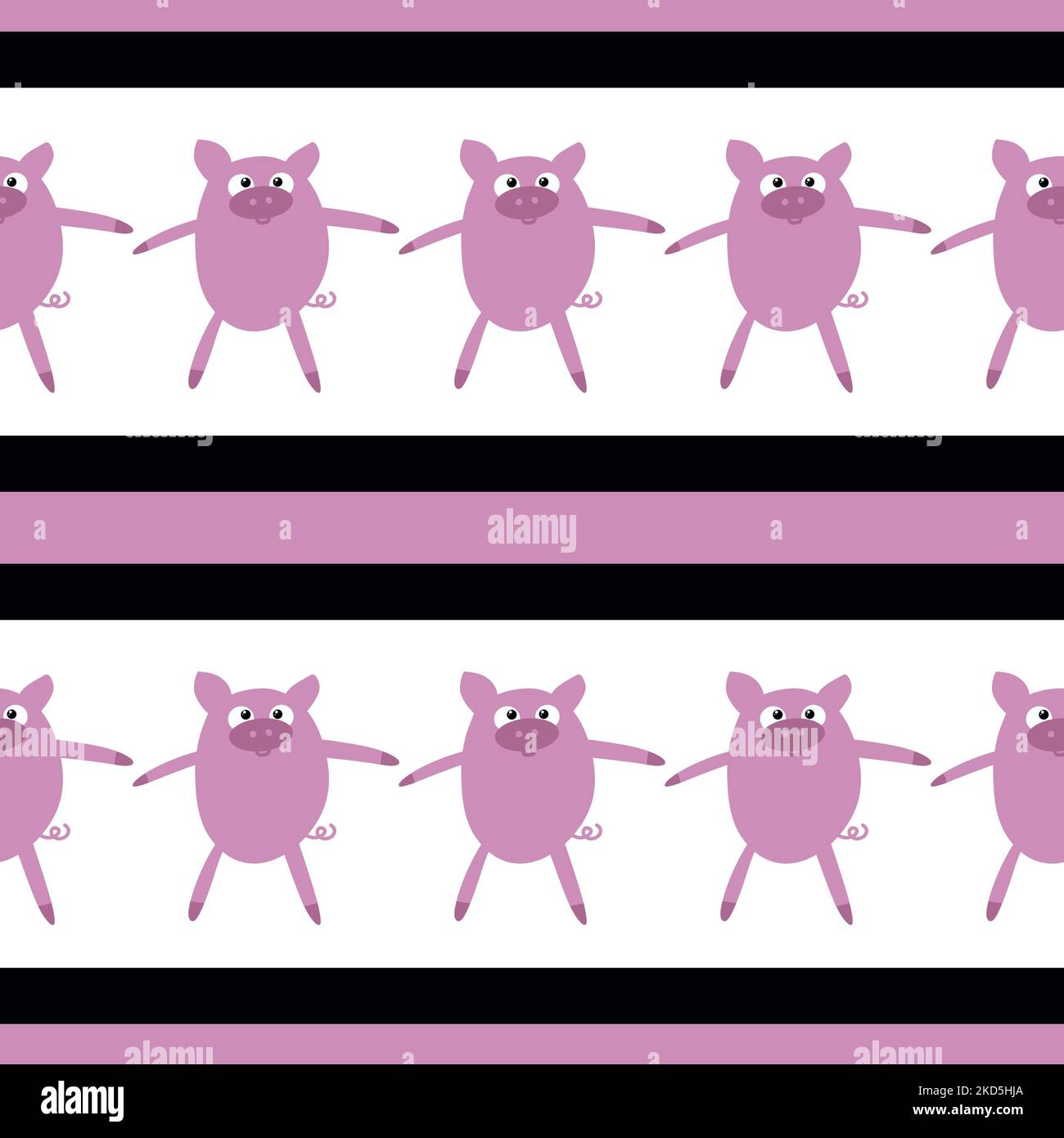 Farm animals cartoon seamless pigs pattern for wrapping paper and ...