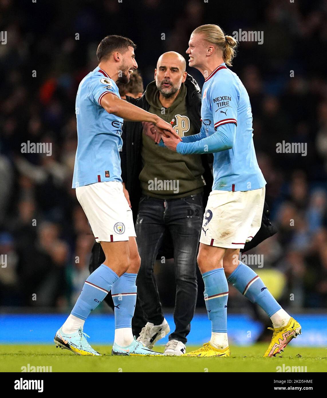 Manchester City's Erling Haaland (right) celebrates with team-mate ...