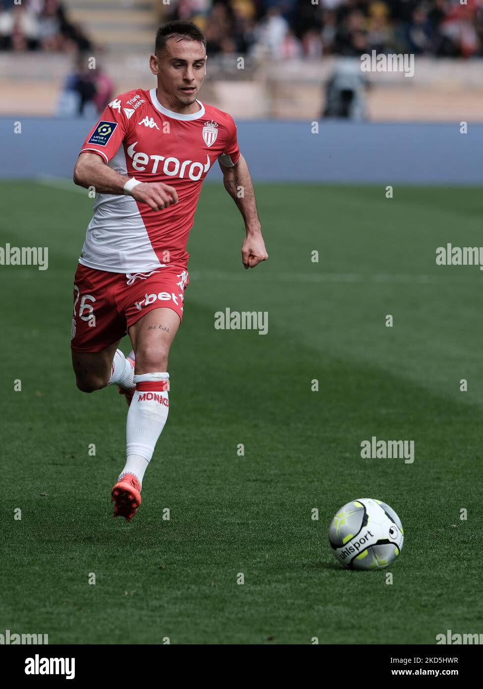 Ruben Aguilar during Ligue 1 match between Monaco v Paris Saint Germain ...