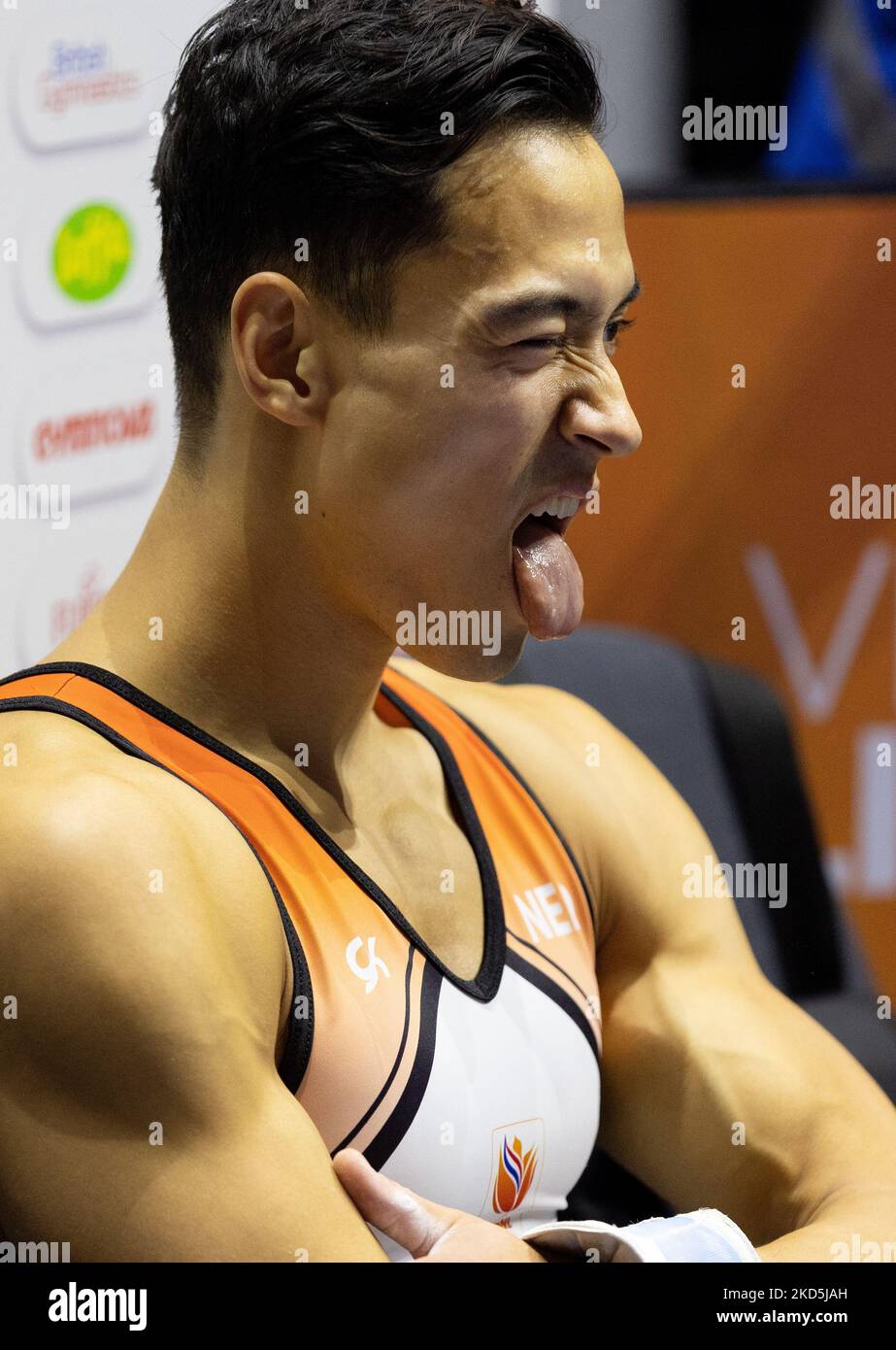 LIVERPOOL - Loran de Munck in action during the men's vaulting event at ...