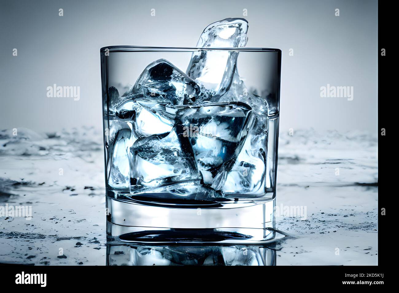 A selective focus of a recipe glass of water with ice inside Stock ...