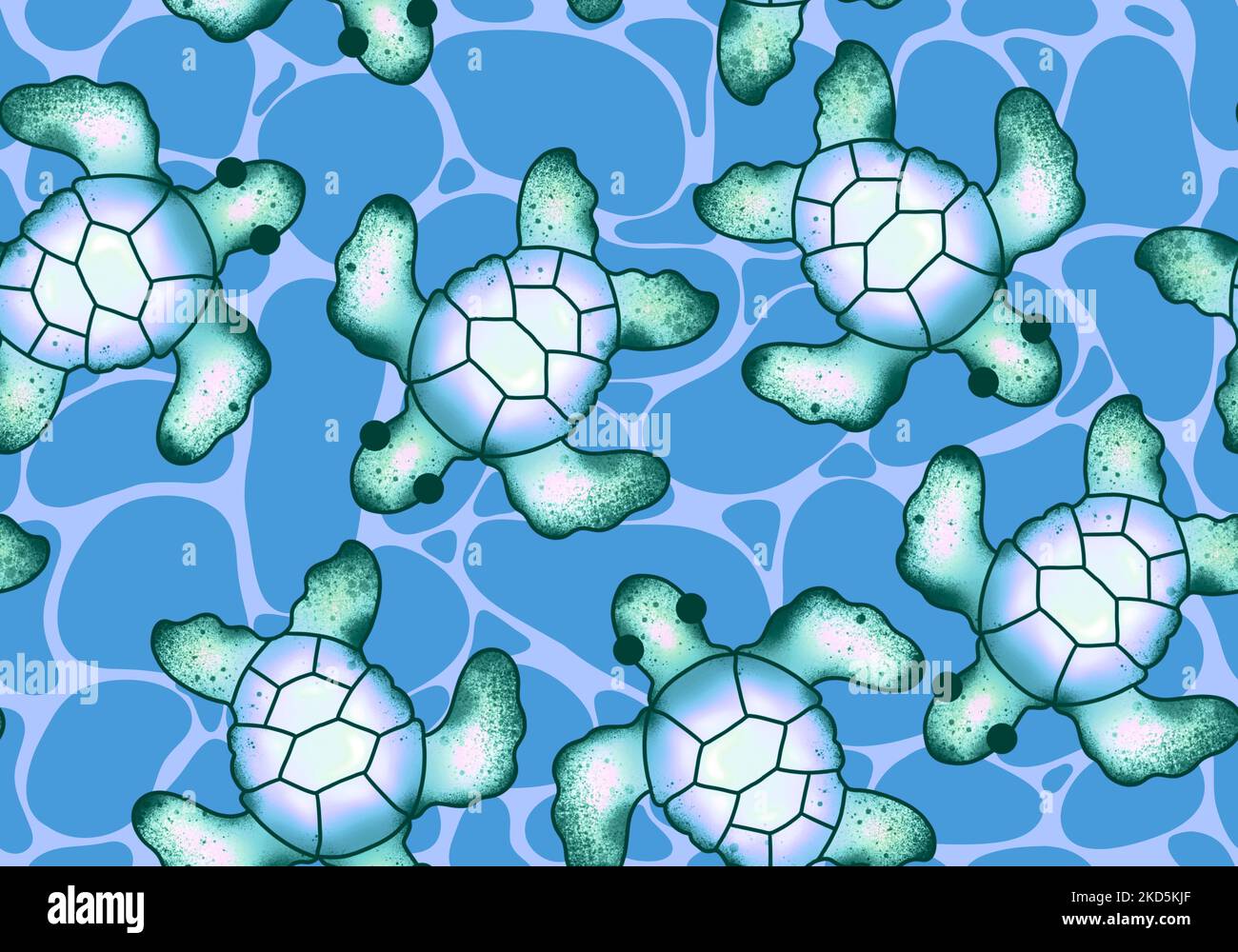 Animals cartoon seamless turtle and water ocean waves pattern for ...