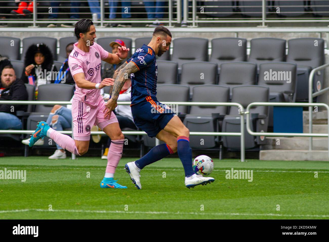 FC Cincinnati defender Geoff Cameron moves the ball upfield during a ...