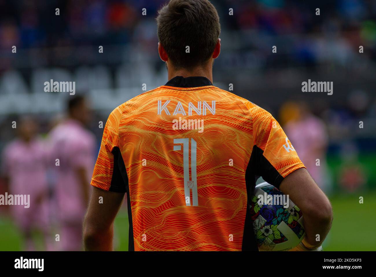 FC Cincinnati goalkeeper Alec Kann is seen holding the ball during a ...