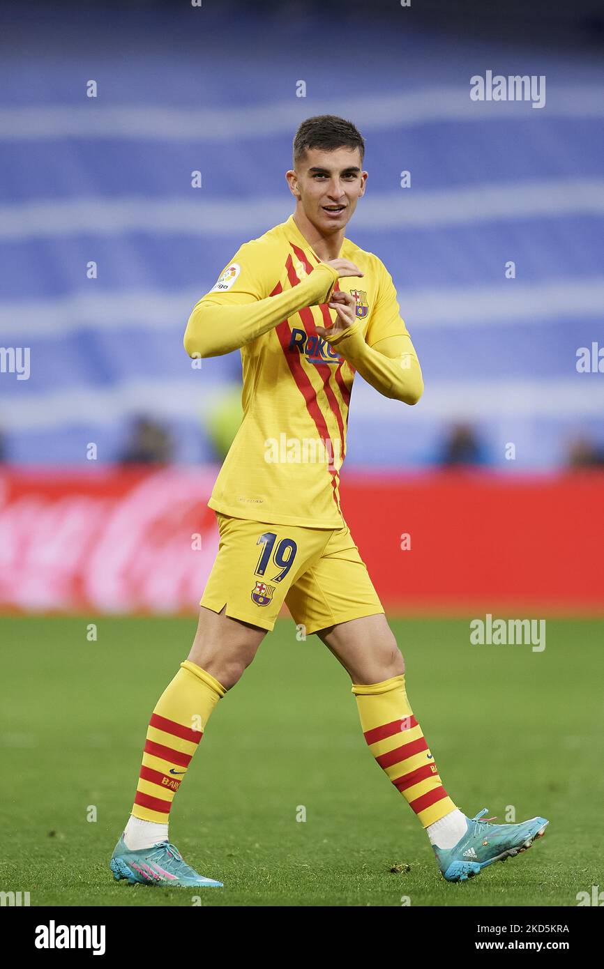 Ferran Torres of Barcelona celebrates after scoring his sides first ...