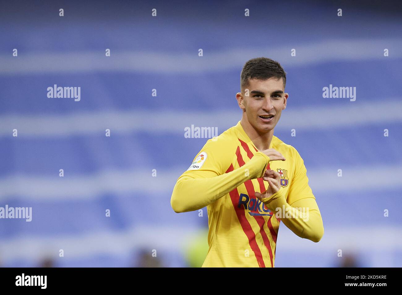 Ferran Torres of Barcelona celebrates after scoring his sides first ...