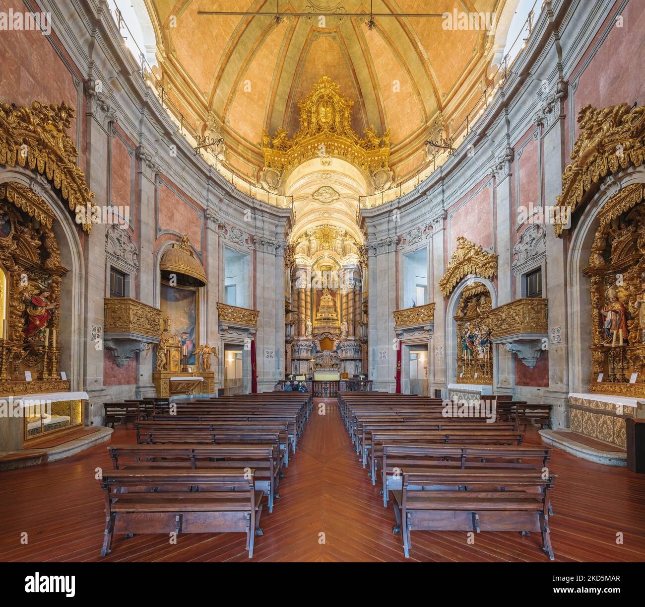 Altar and main aisle at Clerigos Church Interior - Porto, Portugal ...