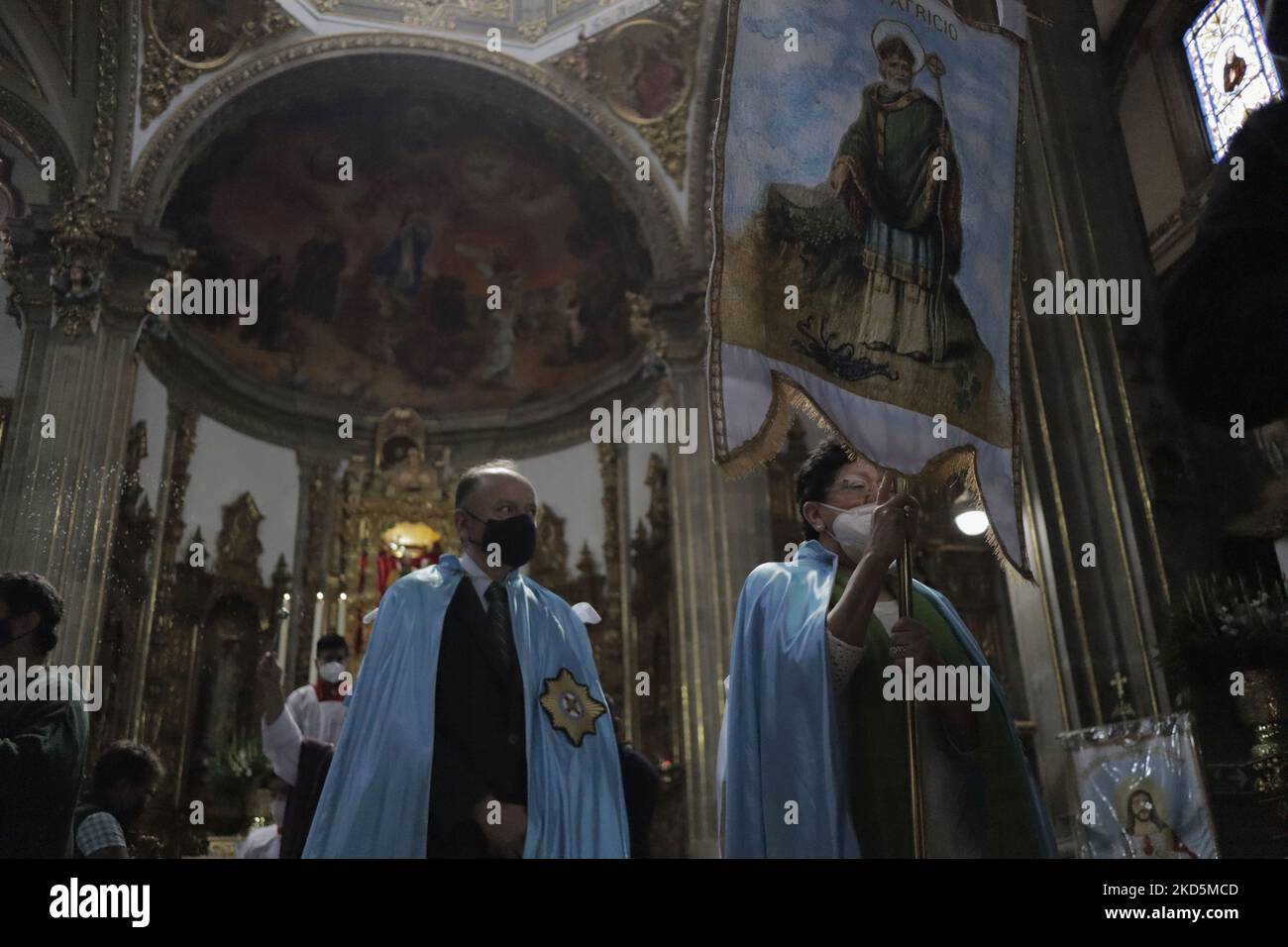 Members of the Most Illustrious Order of St. Patrick, during mass at ...