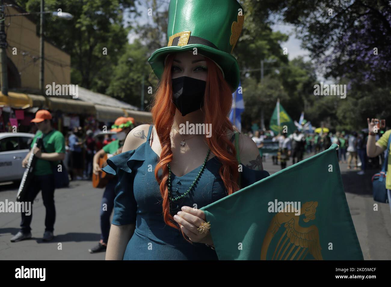 A woman from the Irish community in Mexico walks in the streets of ...