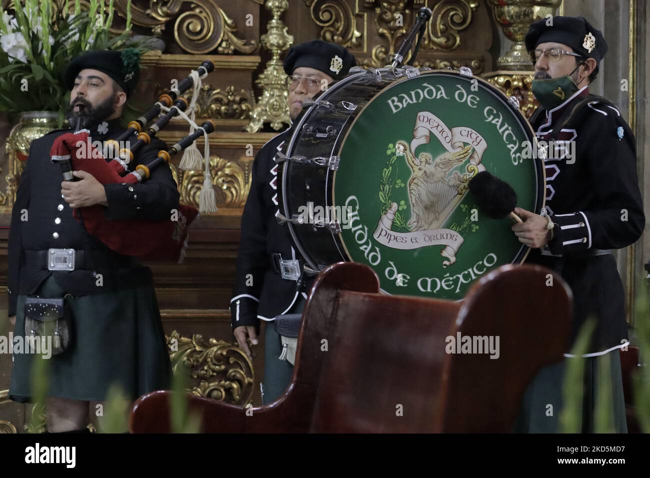 Members of the St. Patrick's Battalion Pipe Band during mass at the San ...