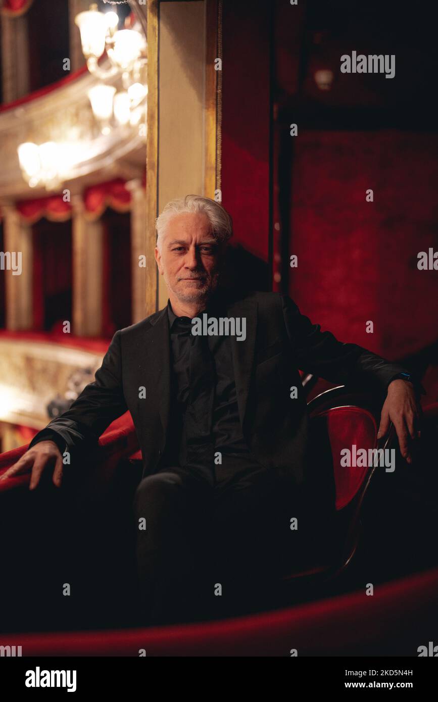 Portraits of the actor Tommaso Ragno before the theatrical performance ...