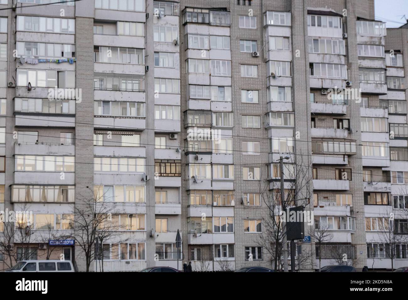 Residential area with flat of buildings in Lviv. Daily life in Lviv ...