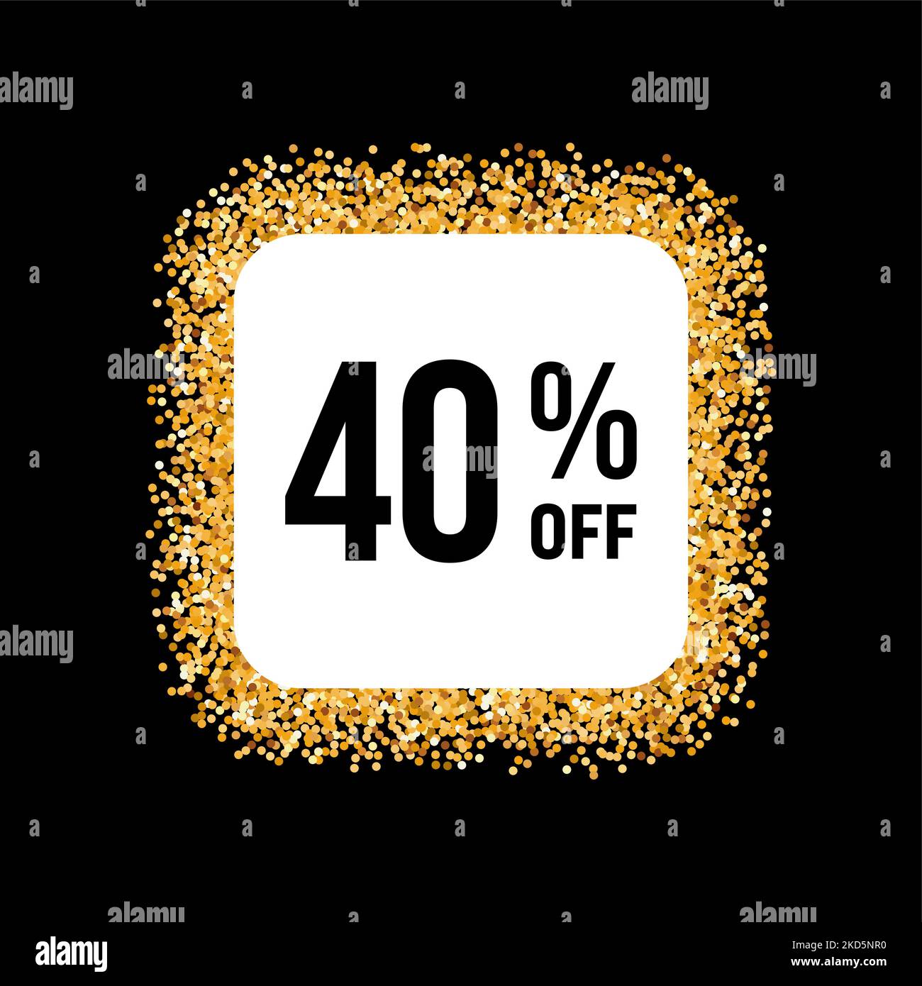 Golden Frame on Black Background with Discount Forty Percent Stock ...