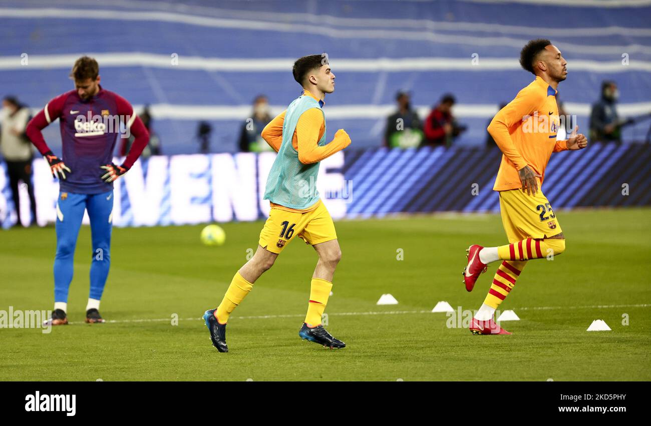 Pedri of FC Barcelona during La Liga Santader match between Real Madrid and FC Barcelona at ...