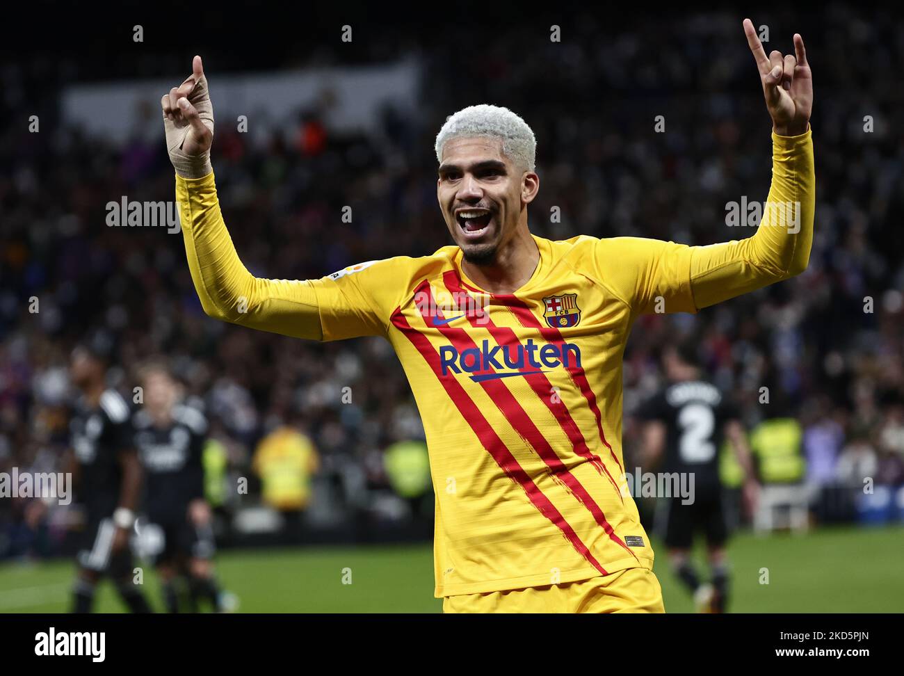 Ronald Araujo of FC Barcelona celebrate a goal during La Liga Santader ...