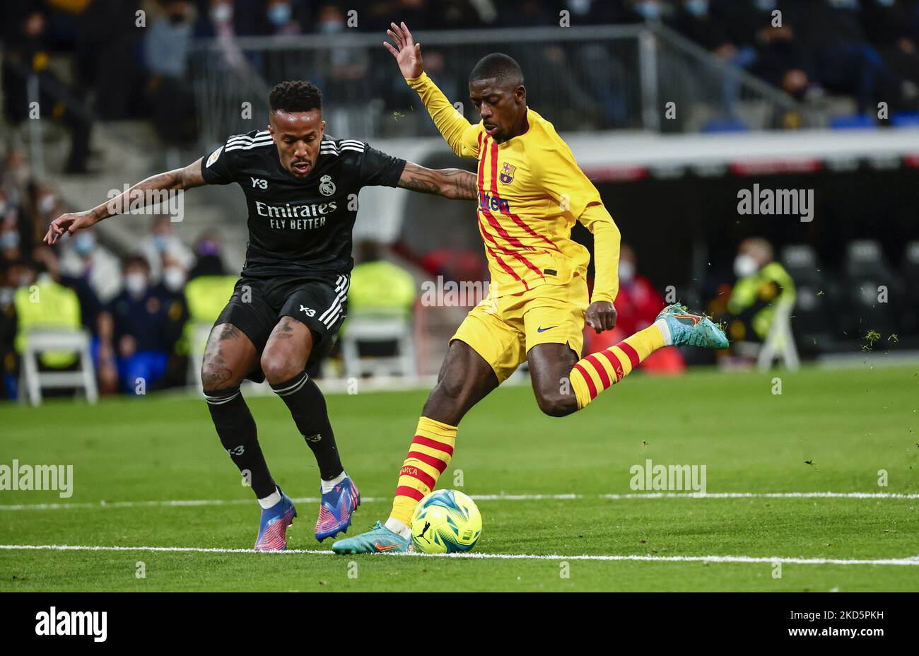 Ousmane Dembele of FC Barcelona during La Liga Santader match between ...
