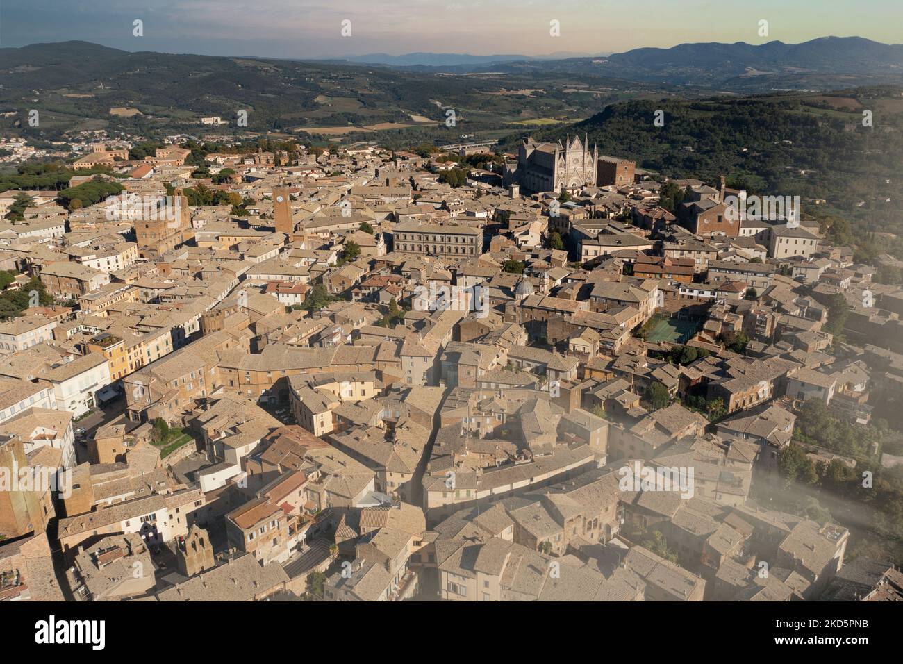close-up aerial view at sunset of the town of orvieto Stock Photo - Alamy
