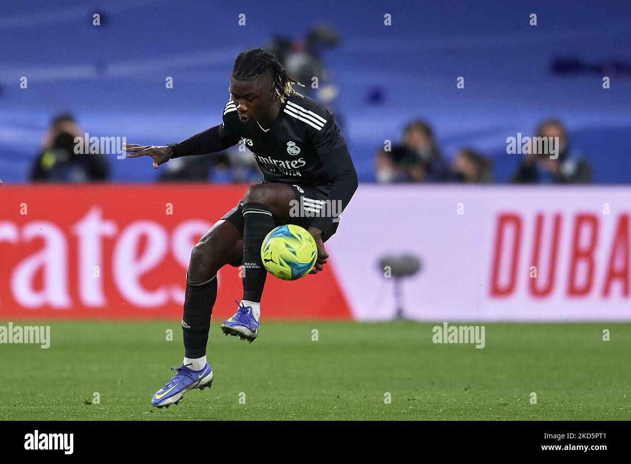 Eduardo Camavinga of Real Madrid controls the ball during the La Liga ...