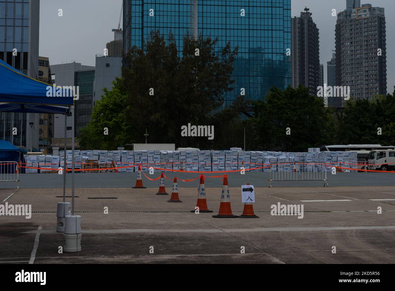 Huge quantities of PPE boxes are stored on the grounds of the Auxiliary ...